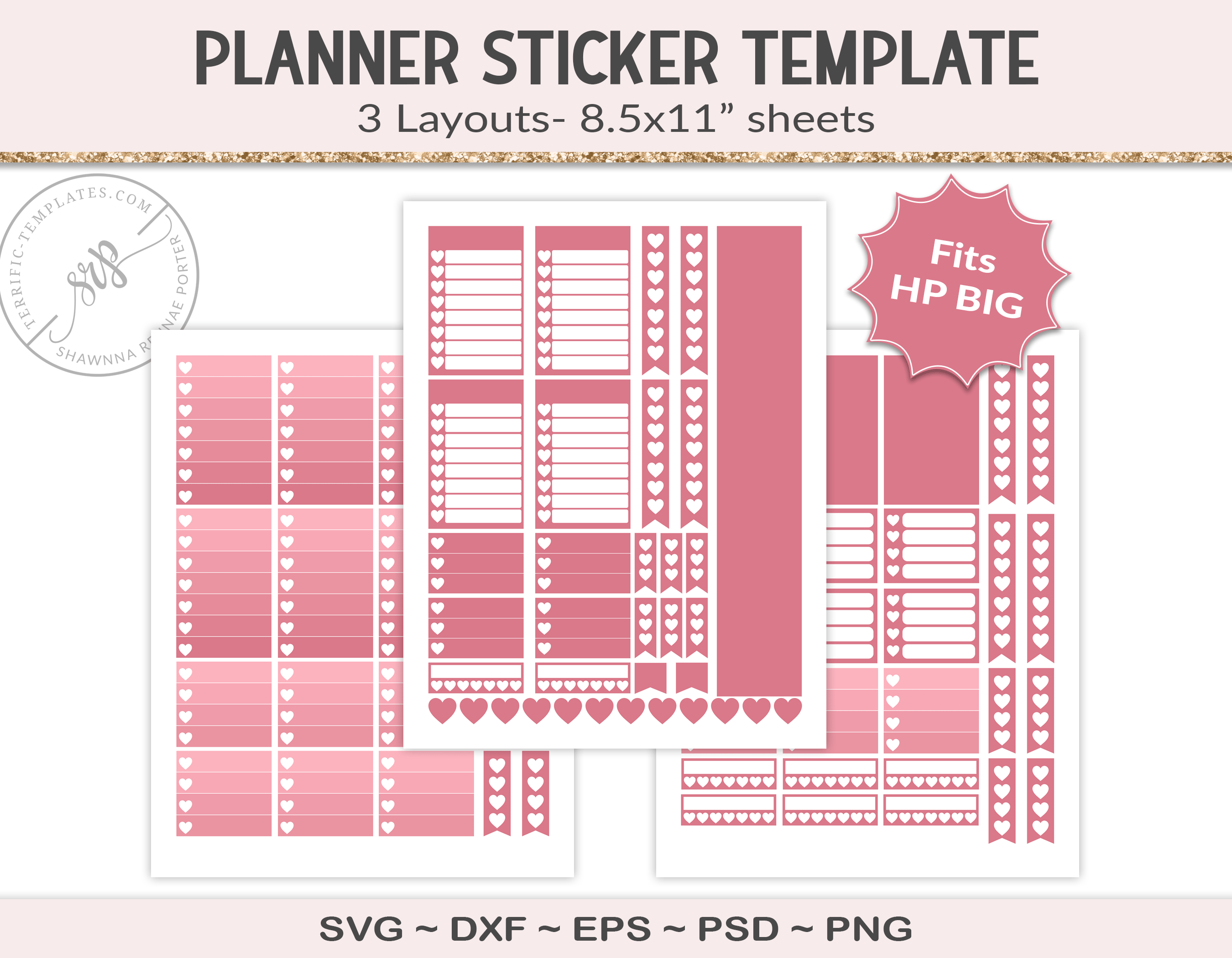 HP Big 3 sticker page template (HST02)