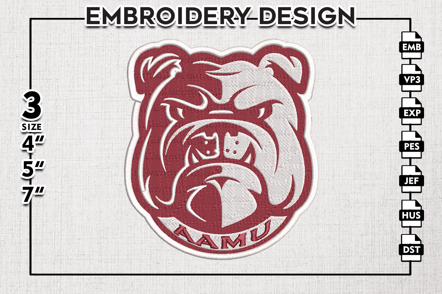 Alabama A&M Bulldogs Mascot Logo Embroidery, NCAA AAMU Bulldogs Logo ...