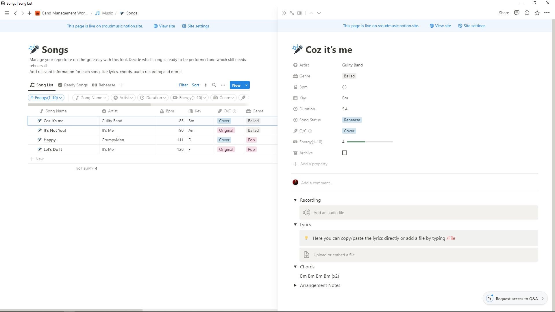 Band Management Workspace - Fully featured organization and CRM tool ...