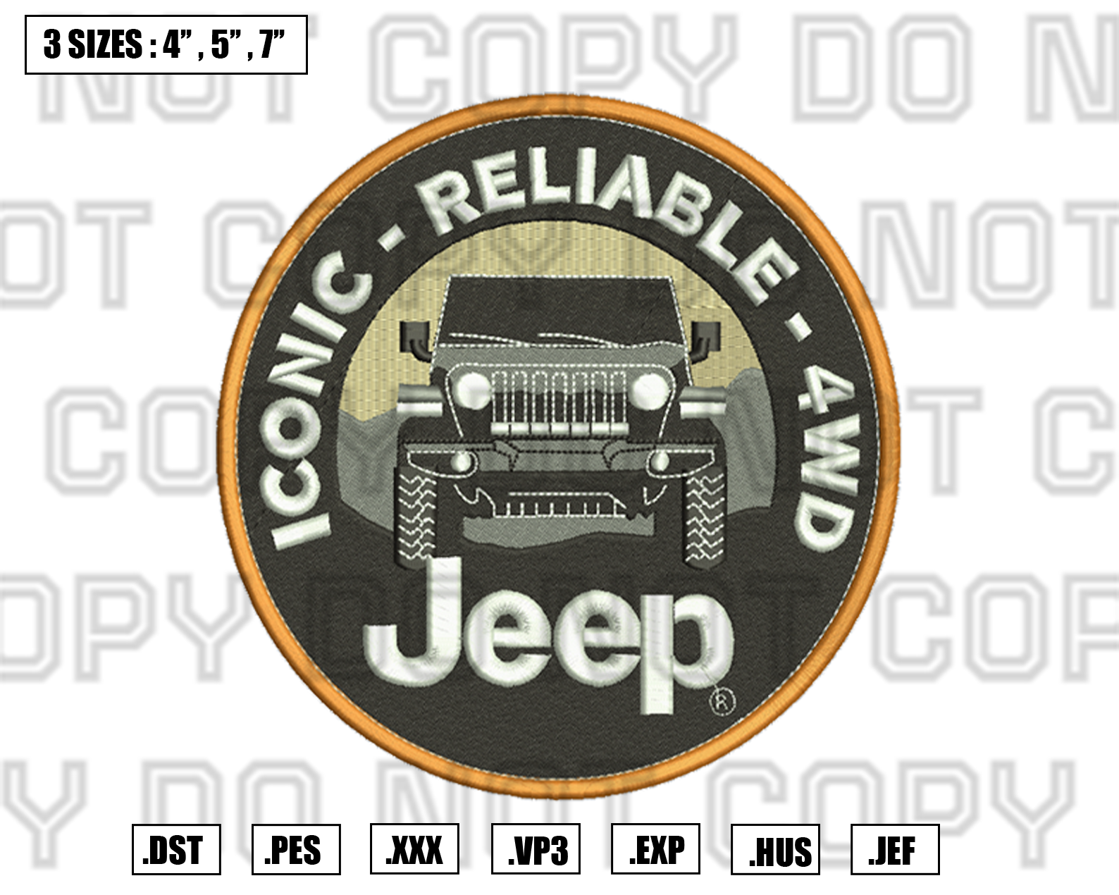 Open Road Brands Jeep Iconic Reliable 4WD Embroidery Designs, Machine ...