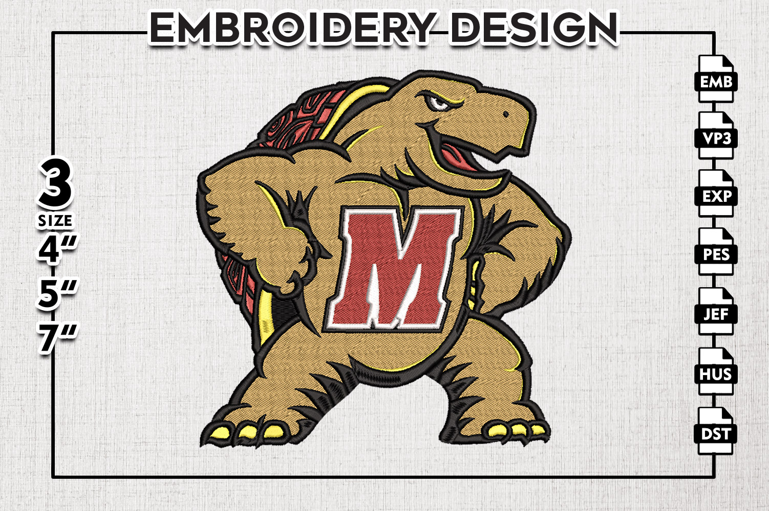 Maryland Terrapins Ncaa Mascot Logo Embroidery, NCAA Maryland Terrapins ...