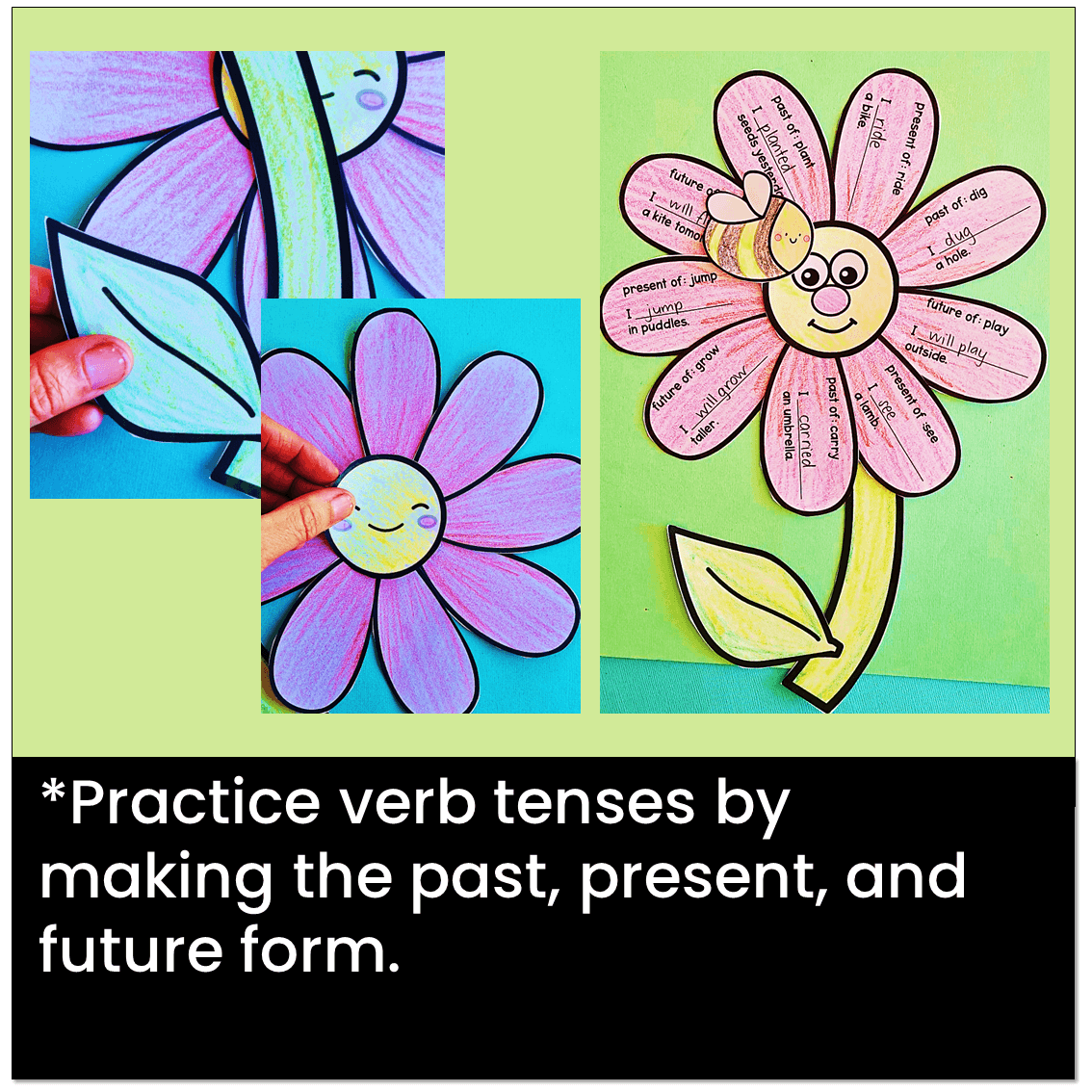 Spring Flower Verb Tenses Past, Present, Future Craft Grammar Activity