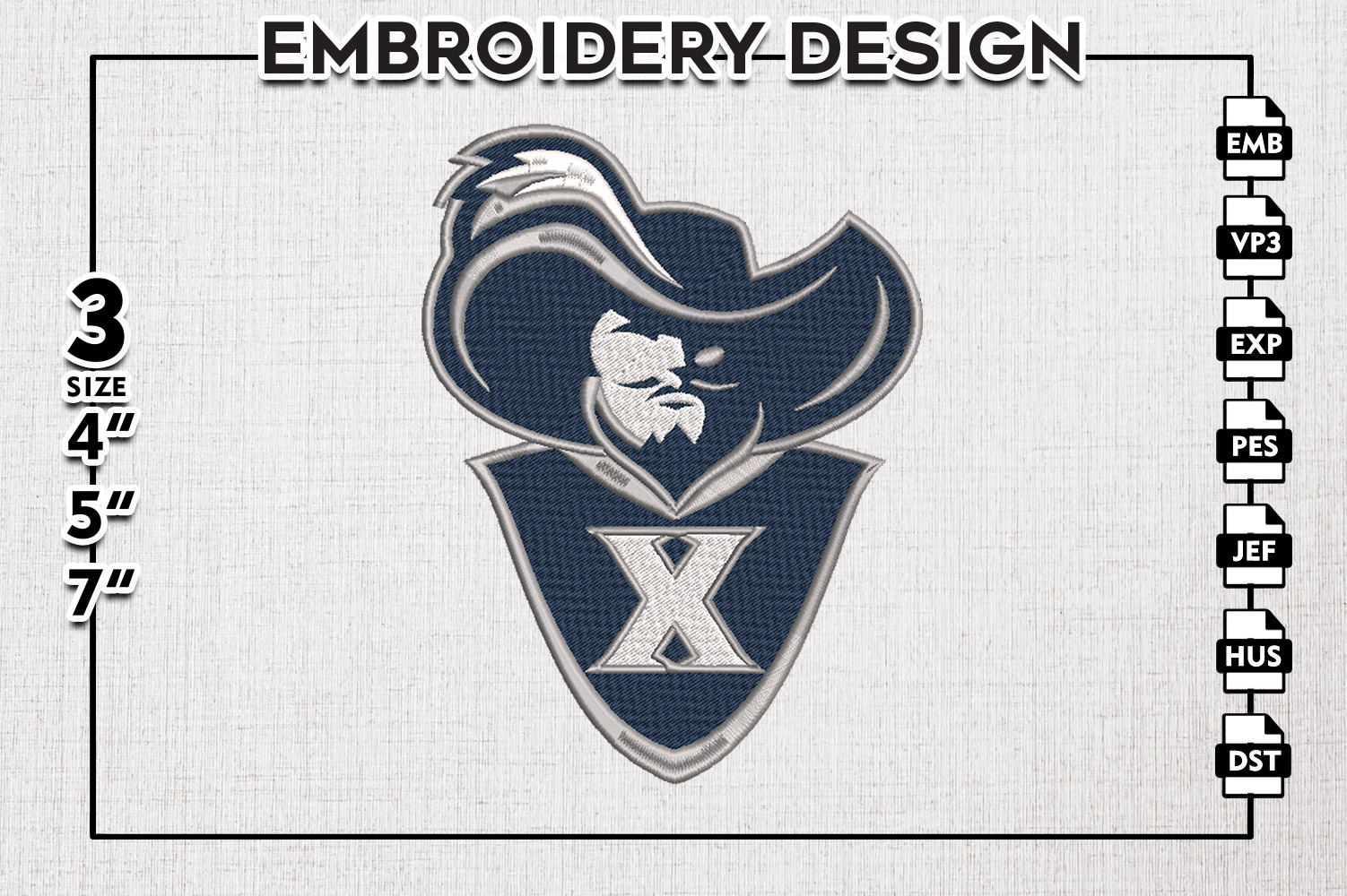 Xavier Musketeers Ncaa Mascot Logo Embroidery, NCAA Xavier Musketeers ...