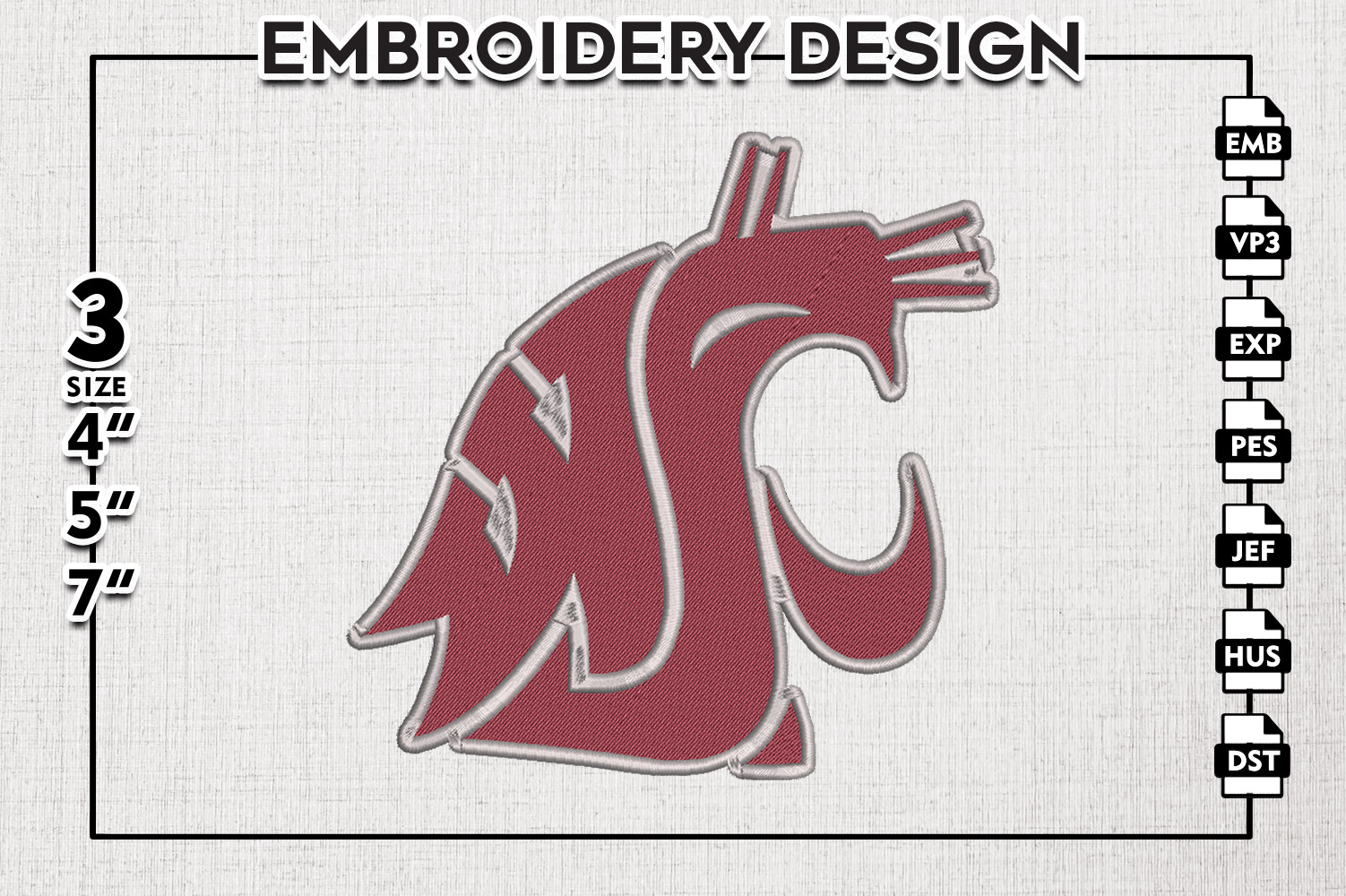 Washington State Cougars Ncaa Mascot Logo Embroidery, NCAA Washington ...