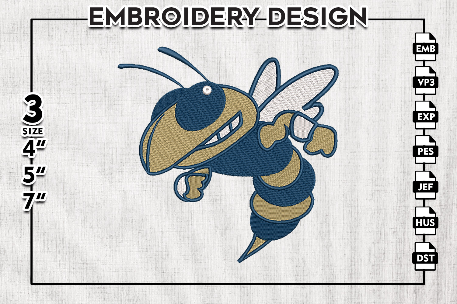 Georgia Tech Yellow Jackets Ncaa Mascot Logo Embroidery, NCAA Georgia ...