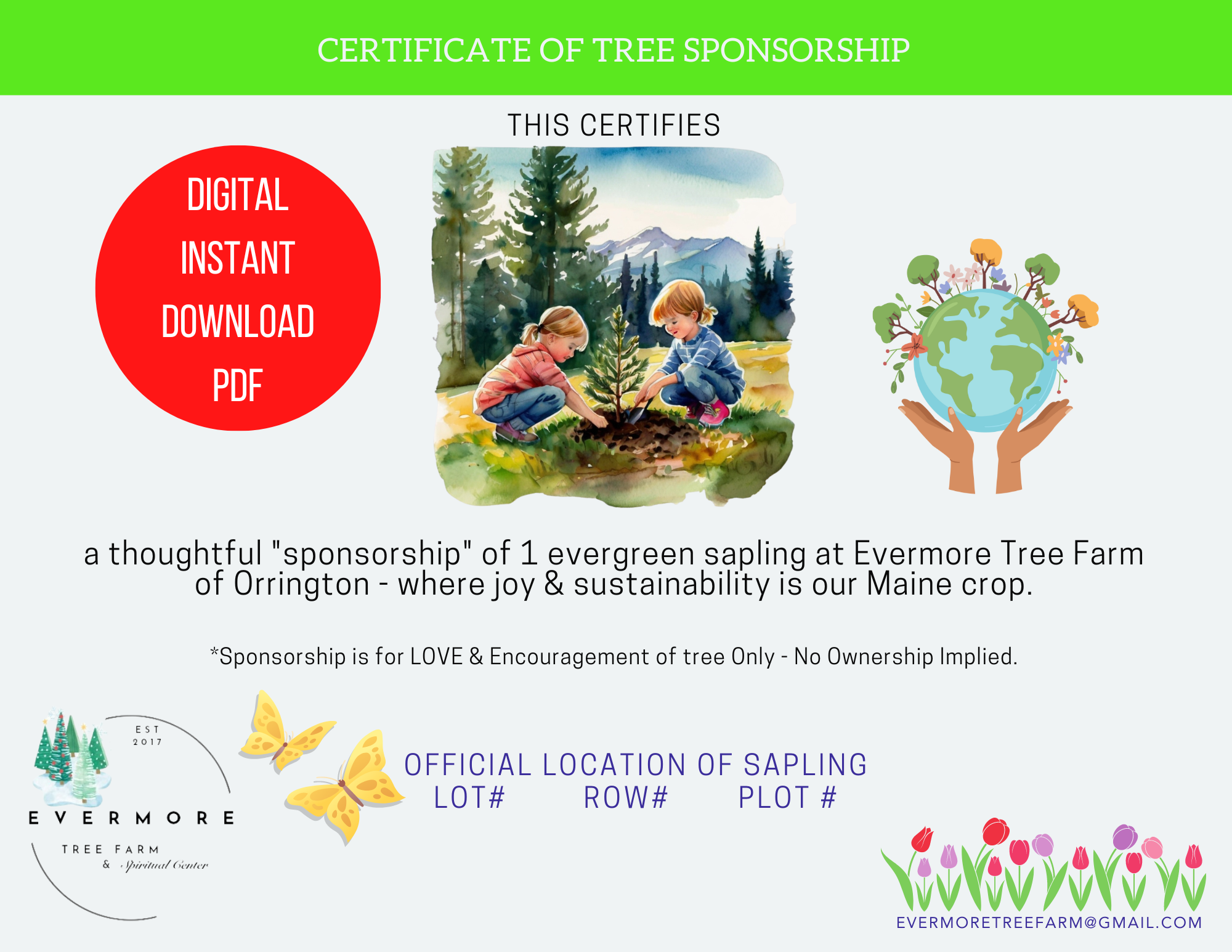 Adopt A Tree At Evermore Tree Farm - Payhip