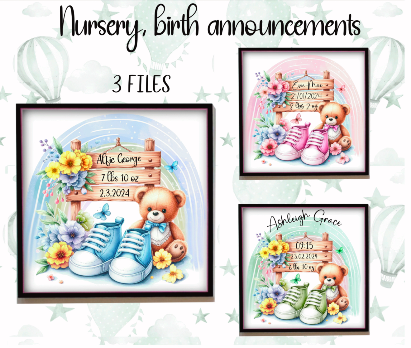 Beautiful nursery, baby birth announcement, featuring gorgeous ...