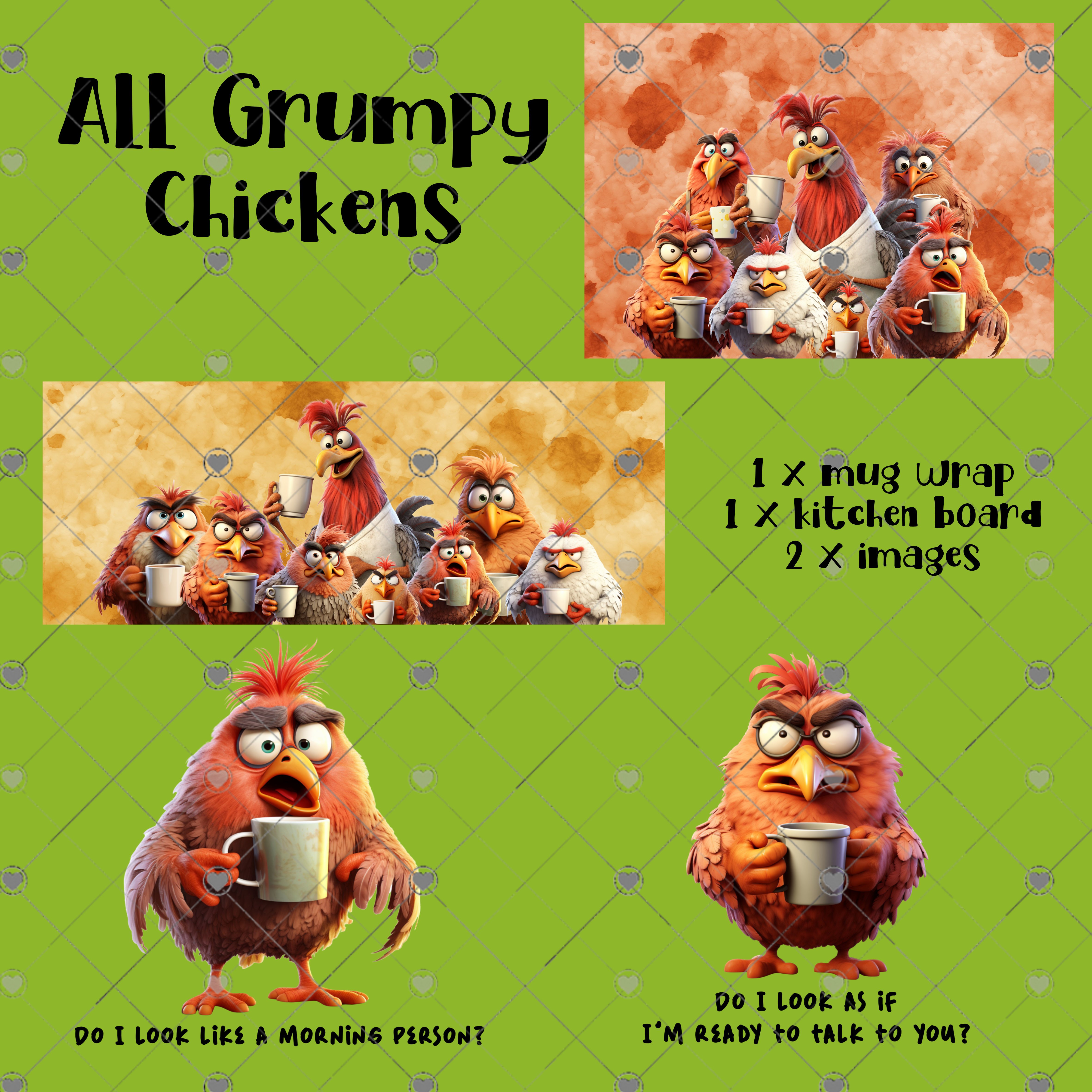 All Grumpy Chicken (Mug, Board & 2 x Single Images) - Payhip