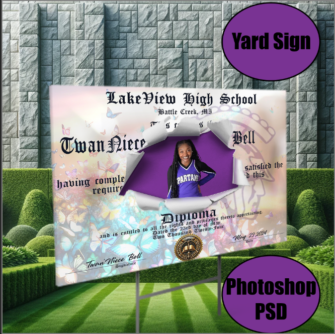 Two Editable Graduation Yard Sign PSD Templates - Payhip