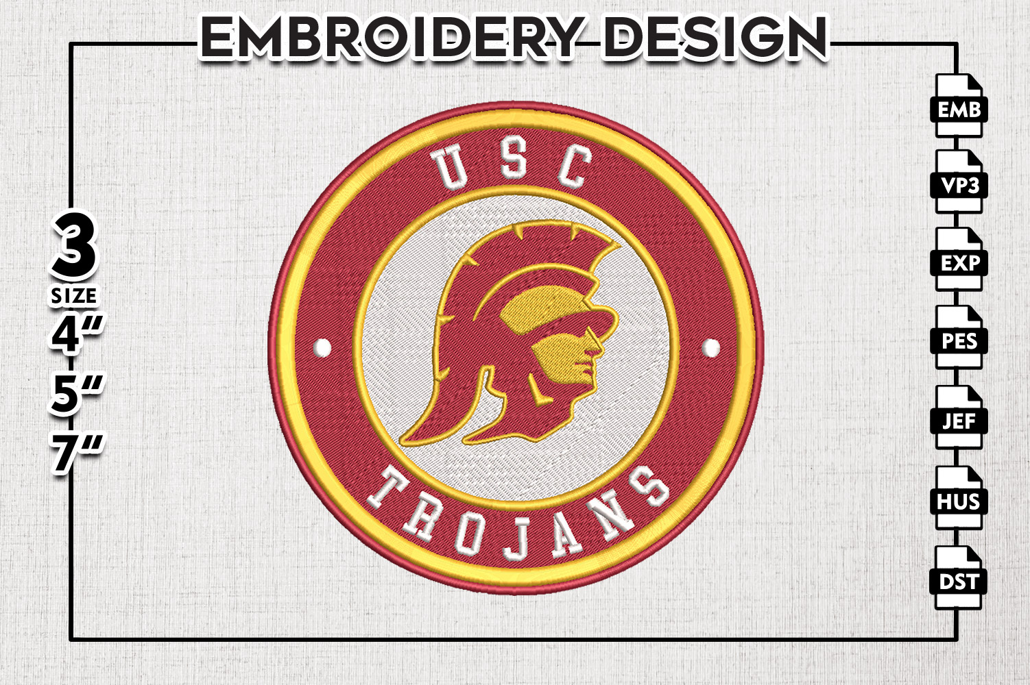 NCAA USC Trojans Round Logo Embroidery, NCAA USC Trojans Team Logo ...