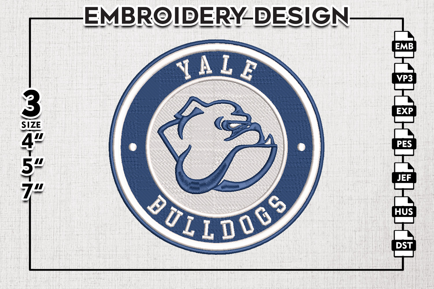 NCAA Yale Bulldogs Round Logo Embroidery, NCAA Yale Bulldogs Team Logo ...