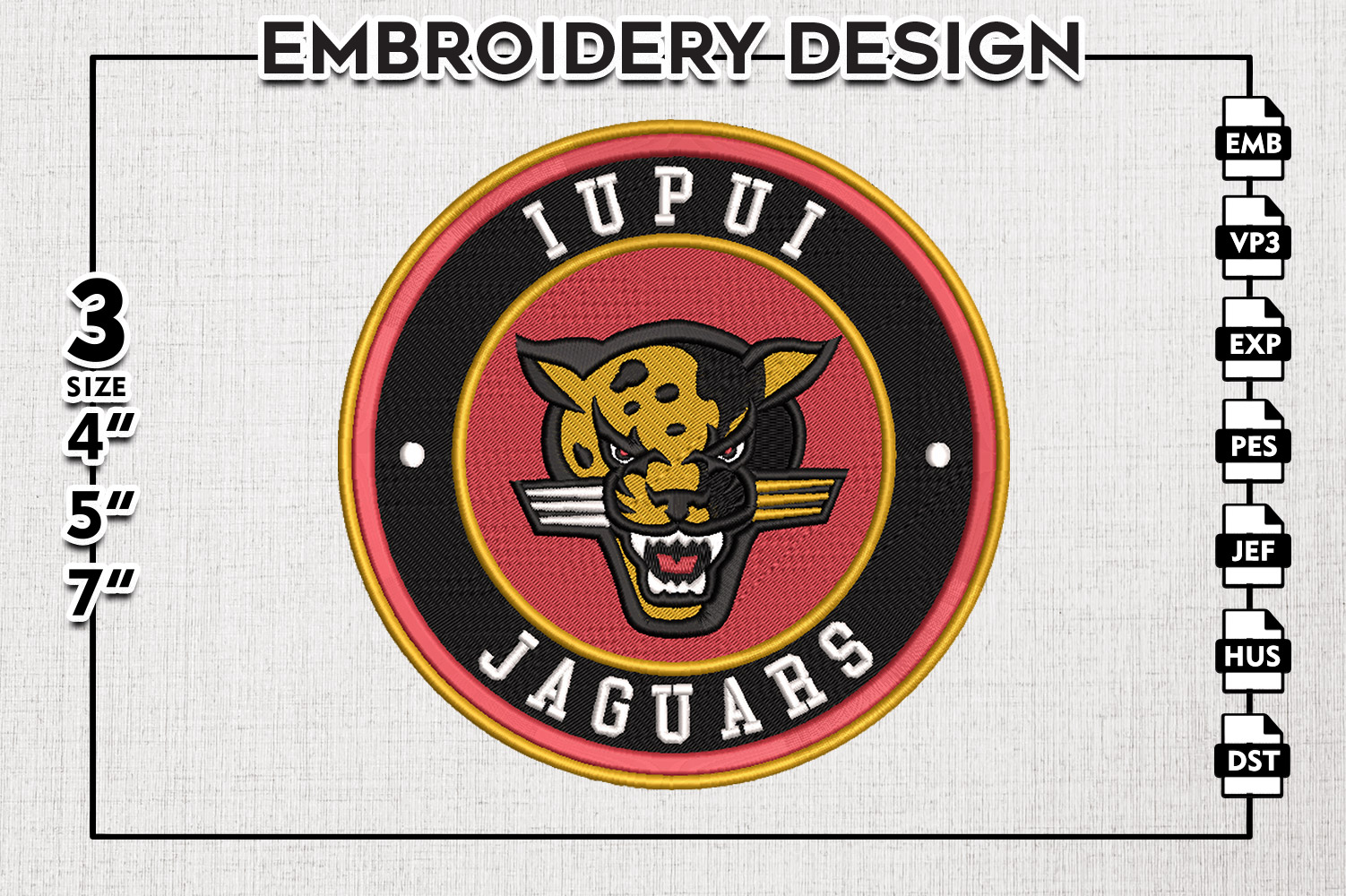 NCAA IUPUI Jaguars Round Logo Embroidery, NCAA IUPUI Jaguars Team Logo ...