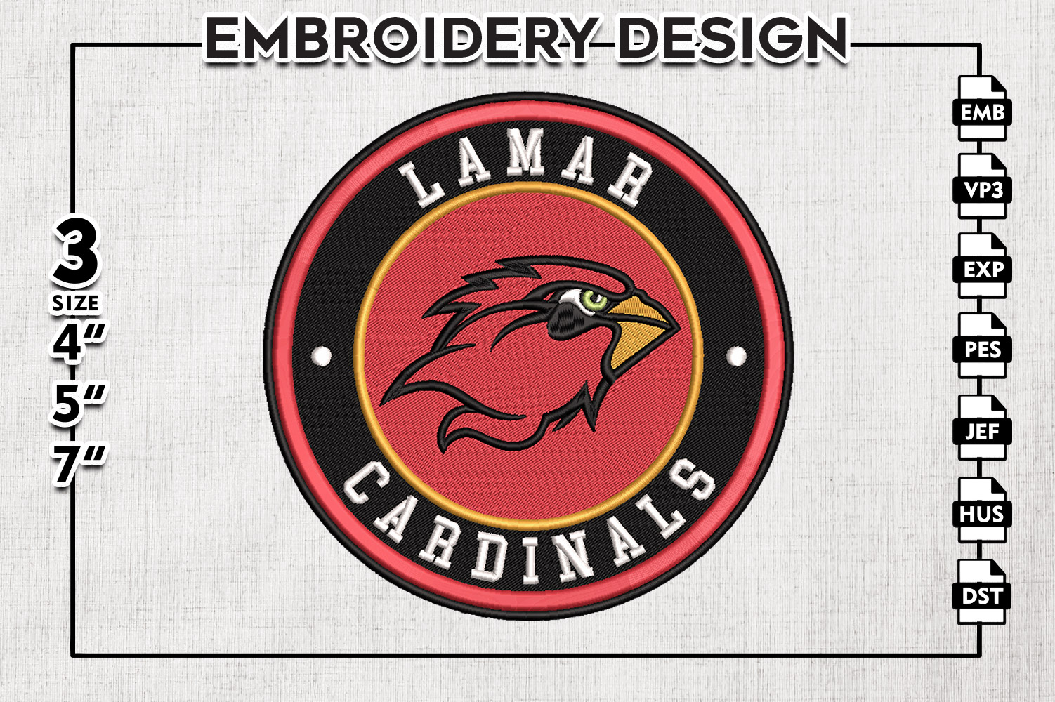 NCAA Lamar Cardinals Round Logo Embroidery, NCAA Lamar Cardinals Team ...