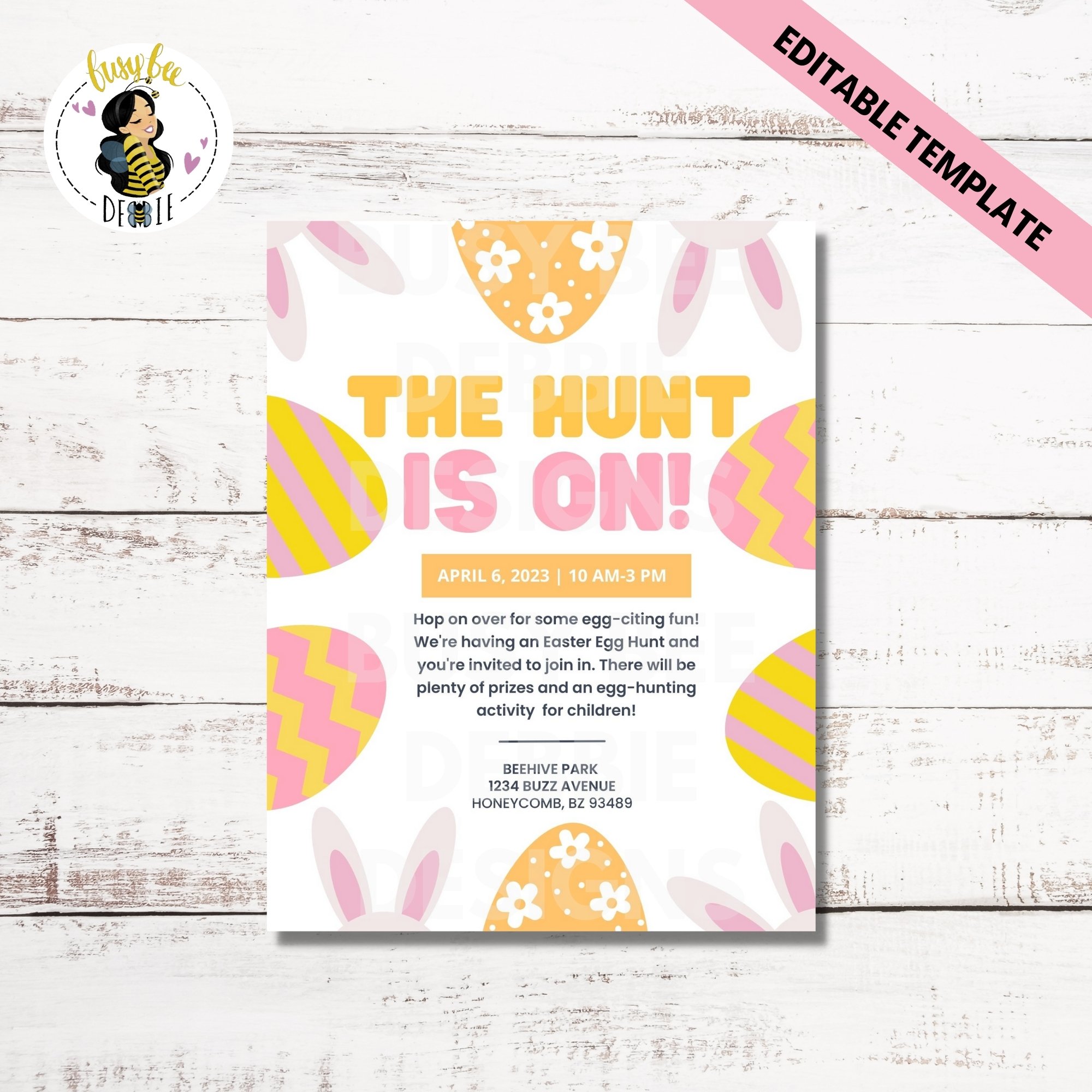 The Hunt Is On - Easter Flyer | Editable Easter Egg Hunt Invitation ...