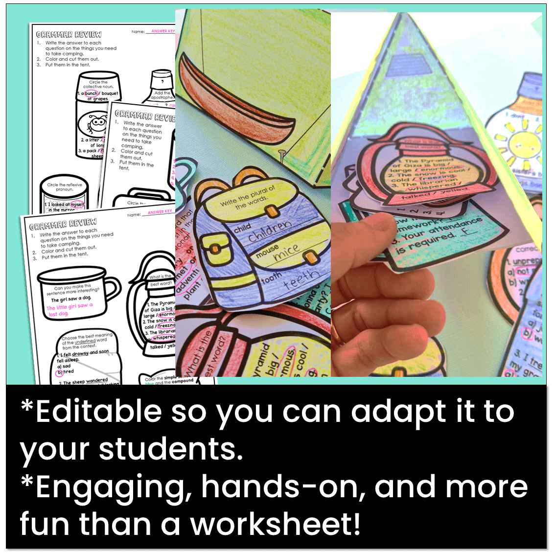 2nd Grade Summer Camping Grammar Language Review Craft