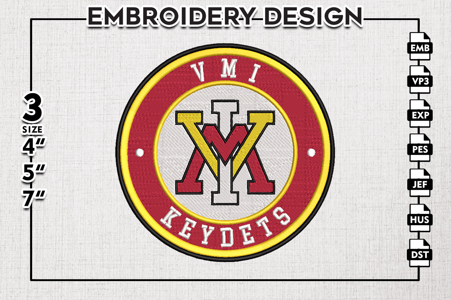 NCAA VMI Keydets Round Logo Embroidery, NCAA VMI Keydets Logo ...