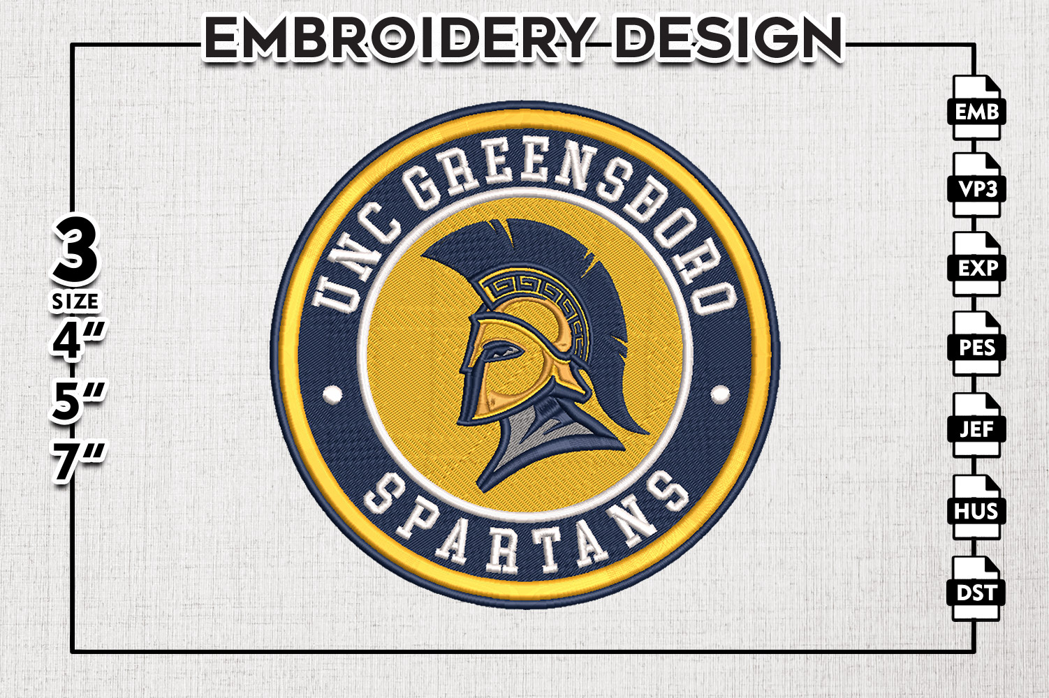 NCAA UNC Greensboro Spartans Round Logo Embroidery, NCAA UNC Greensboro ...