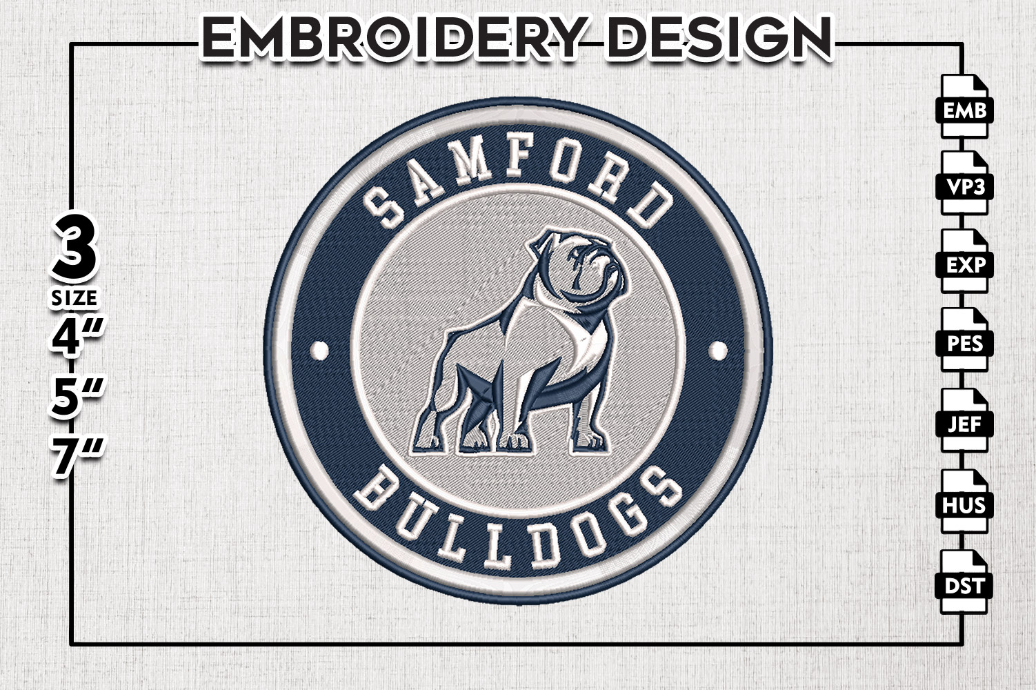 NCAA Samford Bulldogs Round Logo Embroidery, NCAA Samford Bulldogs Logo ...