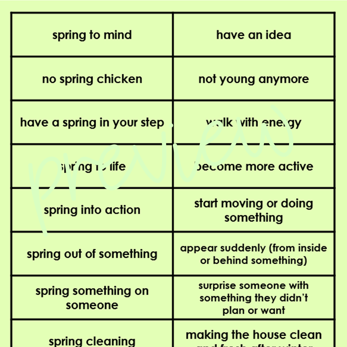 FREE Spring Idioms Activity