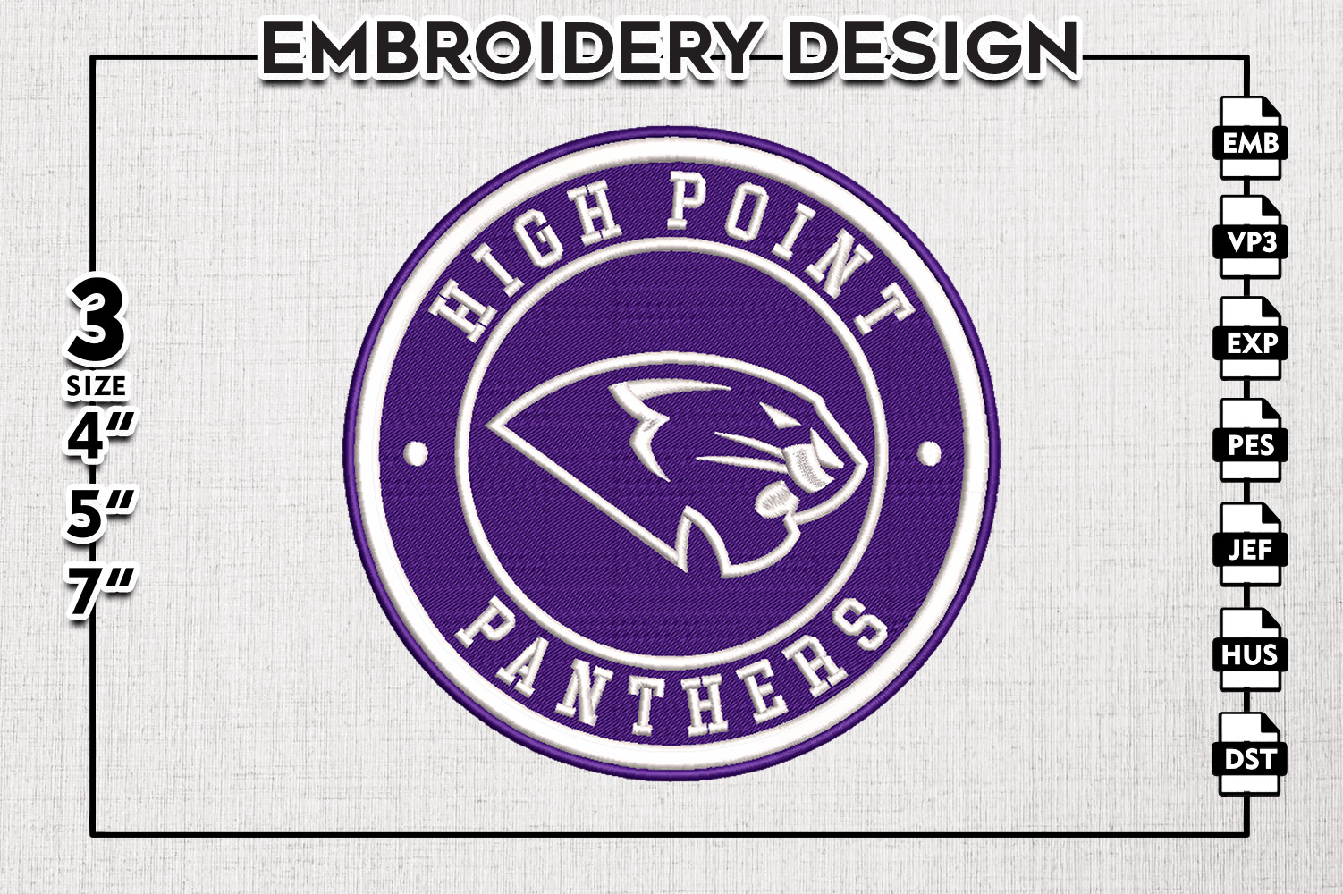 NCAA High Point Panthers Round Logo Embroidery, NCAA High Point ...