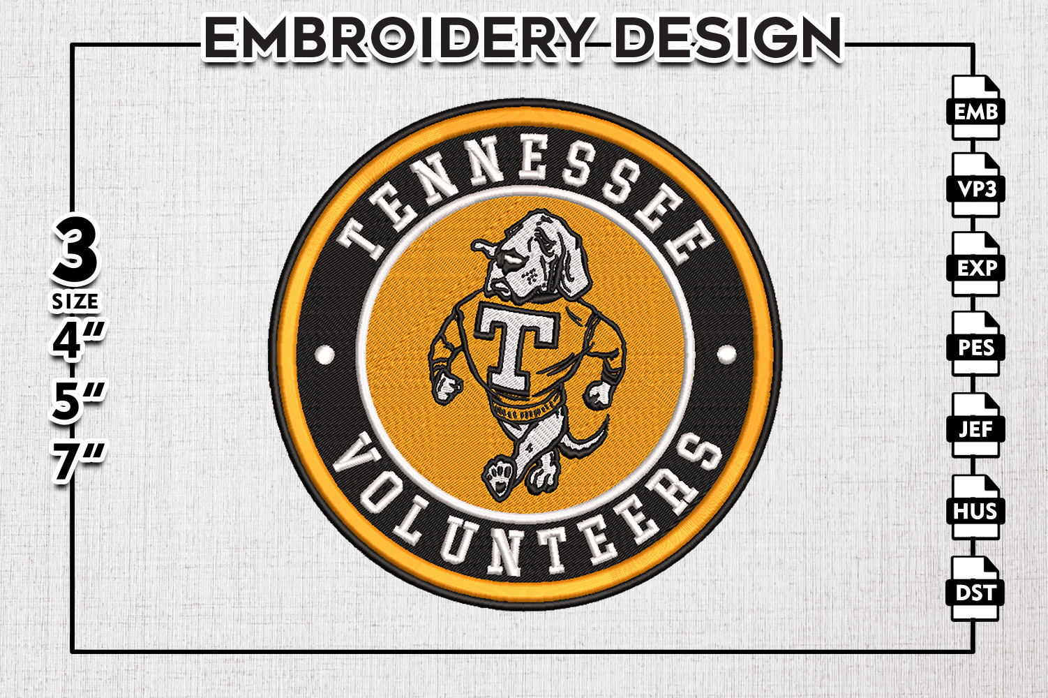 NCAA Tennessee Volunteers Round Logo Embroidery, NCAA Tennessee ...