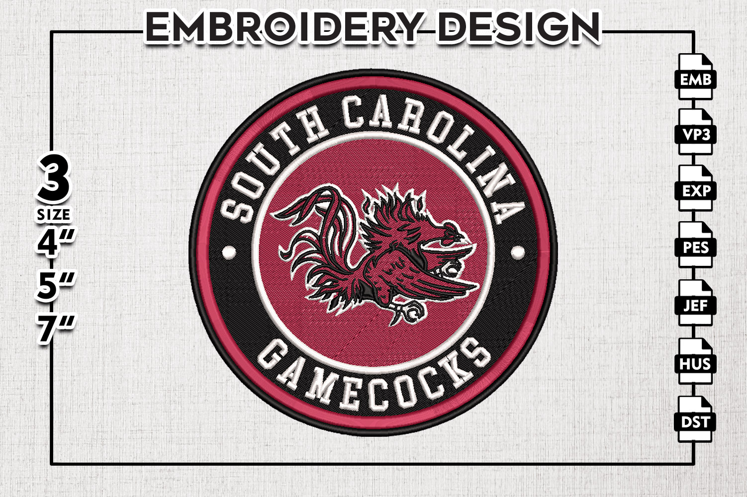 NCAA South Carolina Gamecocks Round Logo Embroidery, NCAA South ...