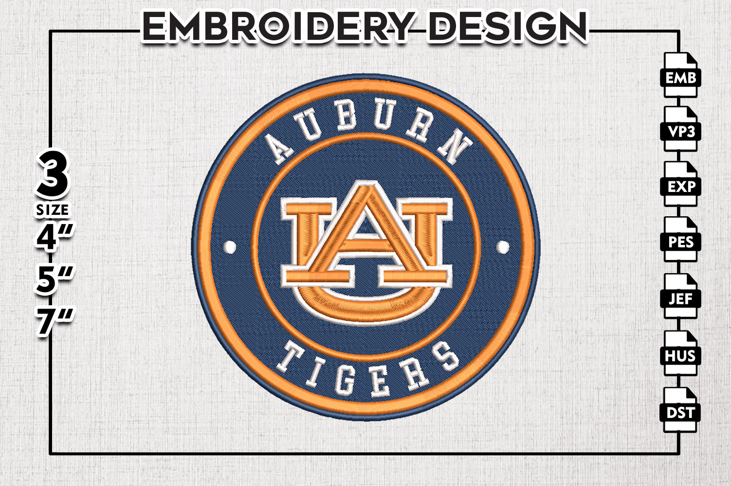 NCAA Auburn Tigers Round Logo Embroidery, NCAA Auburn Tigers Logo ...