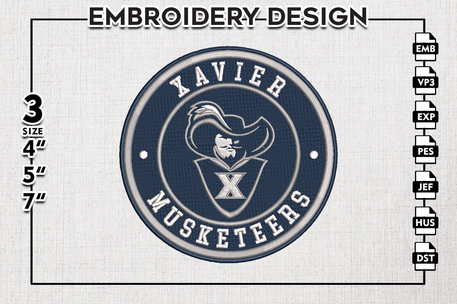 NCAA Xavier Musketeers Round Logo Embroidery, NCAA Xavier Musketeers ...