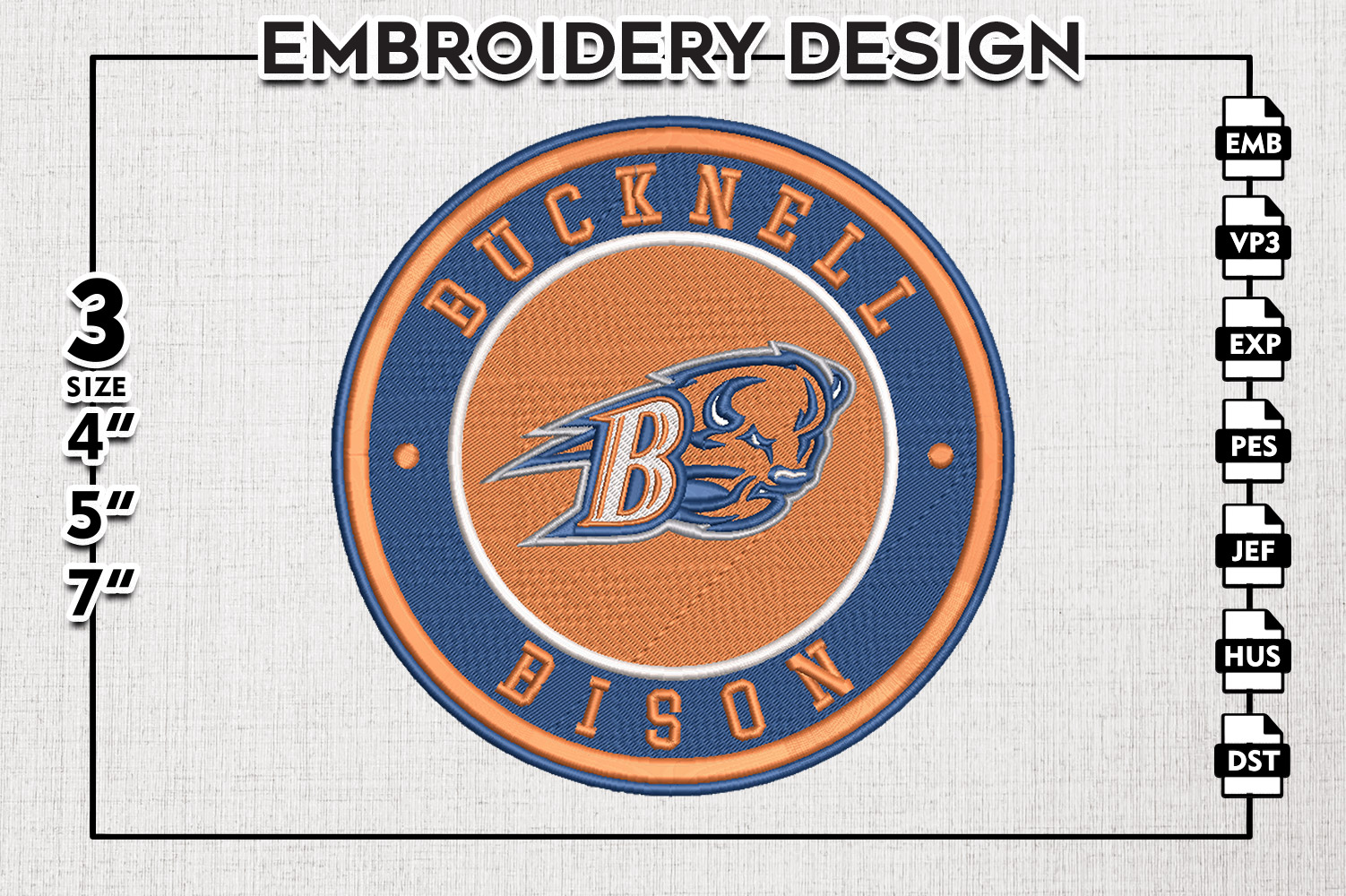 NCAA Bucknell Bison Round Logo Embroidery, NCAA Bucknell Bison Logo ...