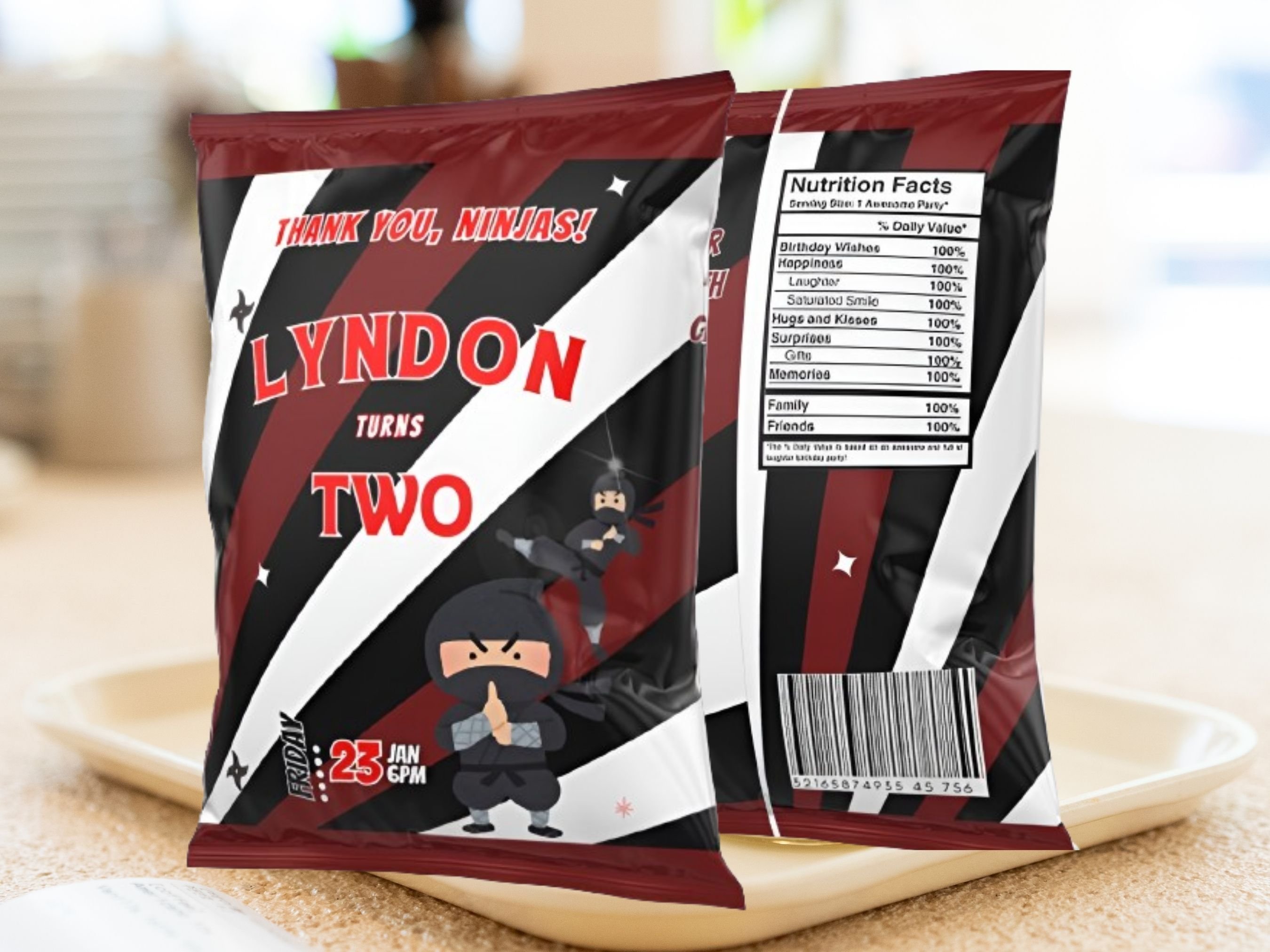Ninja Birthday Party Chip Bag Editable and Printable Favors - Payhip
