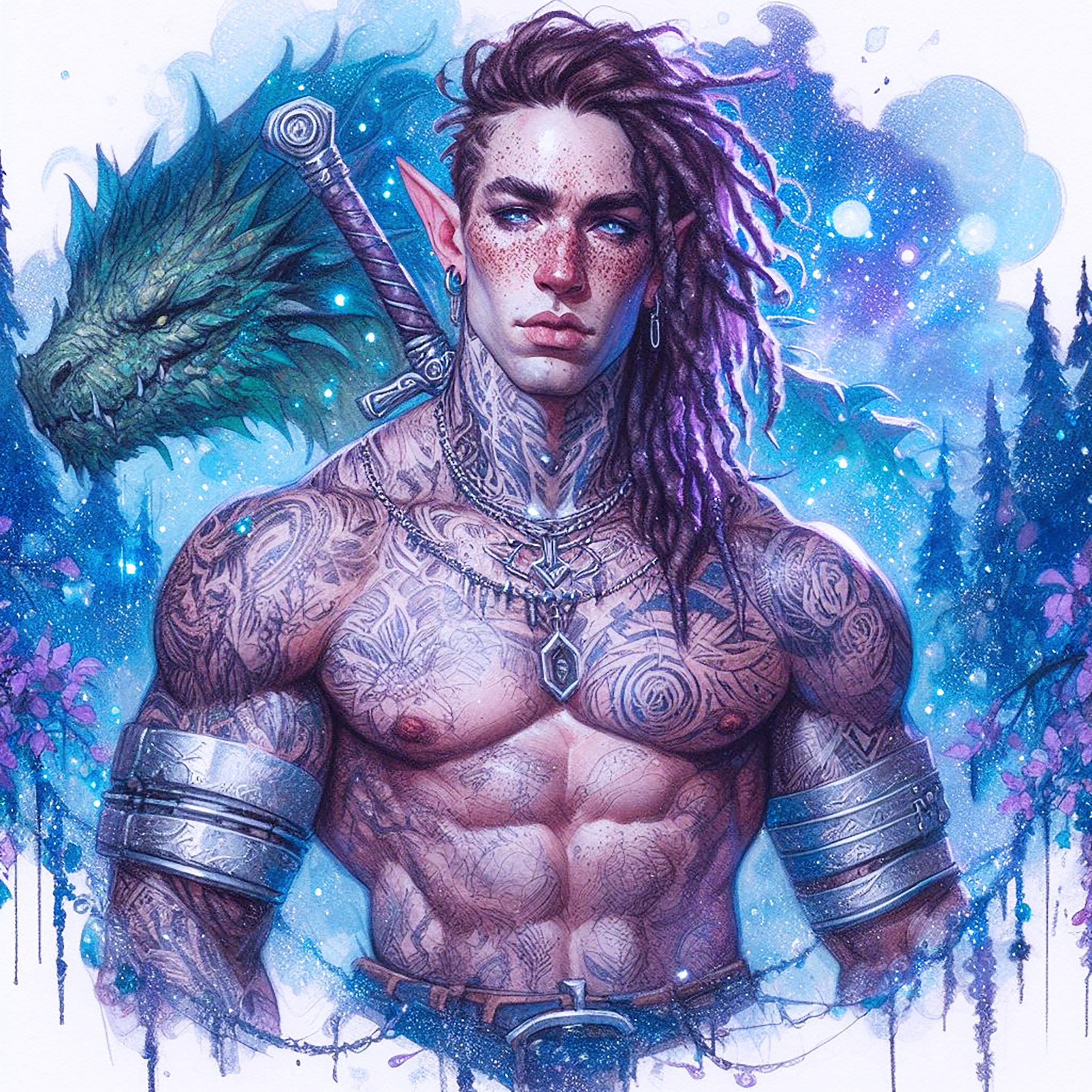 Male Elf & Green Dragon - Payhip