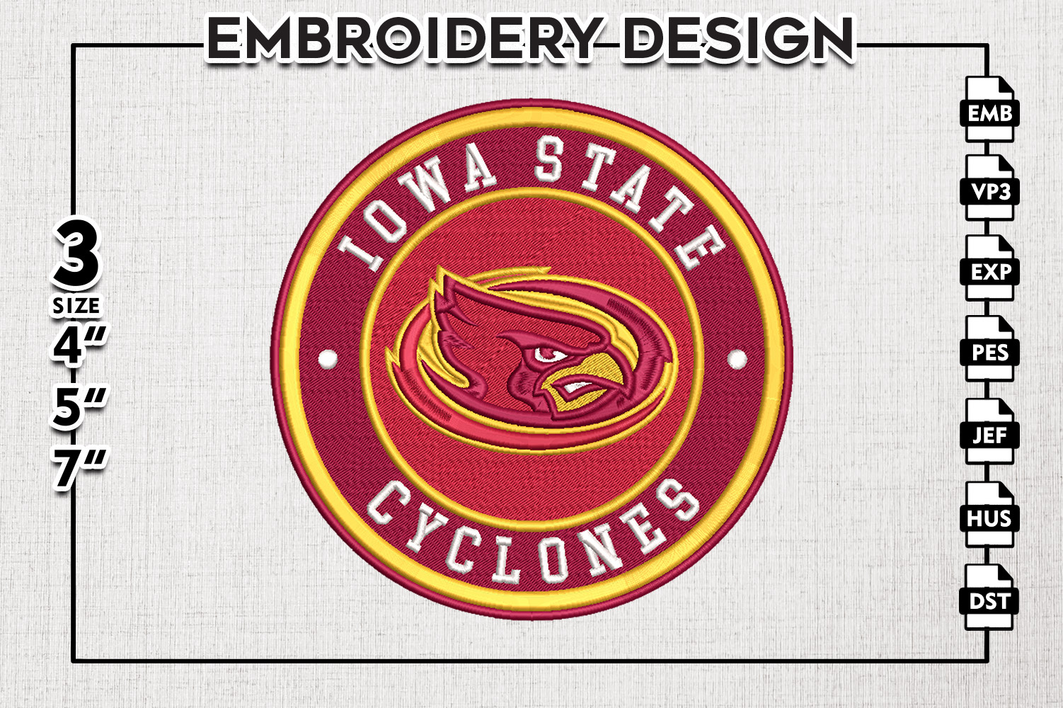NCAA Iowa State Cyclones Round Logo Embroidery, NCAA Iowa State ...