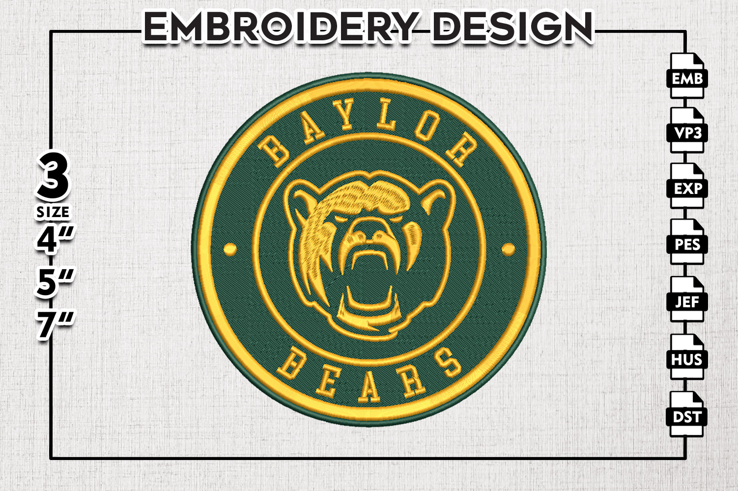 NCAA Baylor Bears Round Logo Embroidery, NCAA Baylor Bears Logo ...