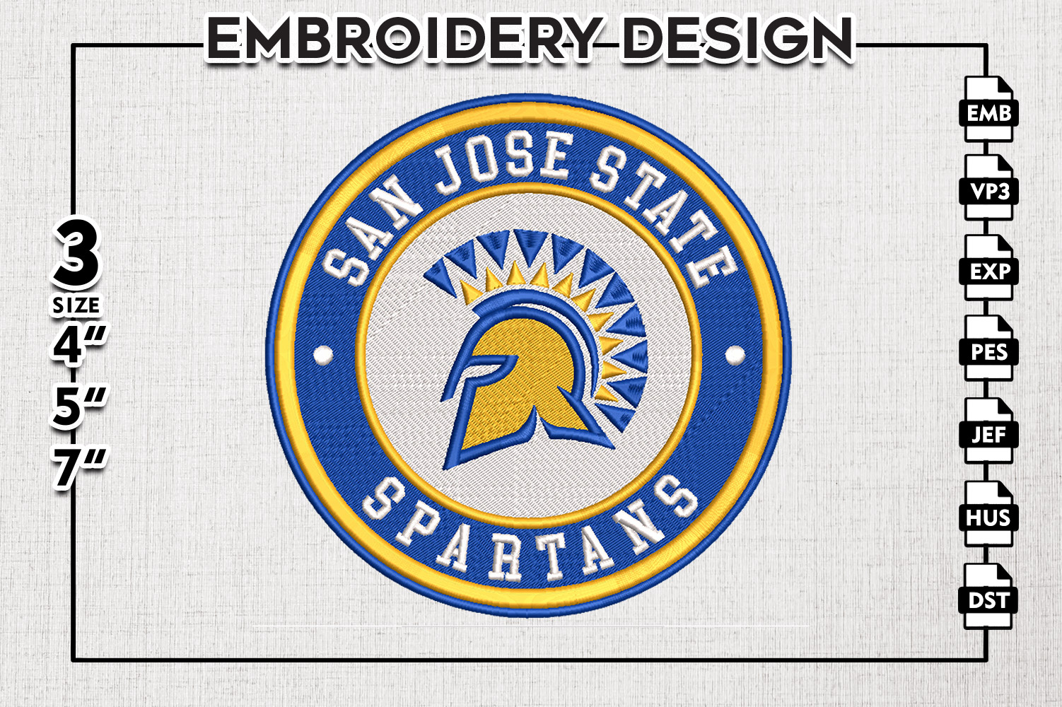 NCAA San Jose State Spartans Round Logo Embroidery, NCAA San Jose State ...