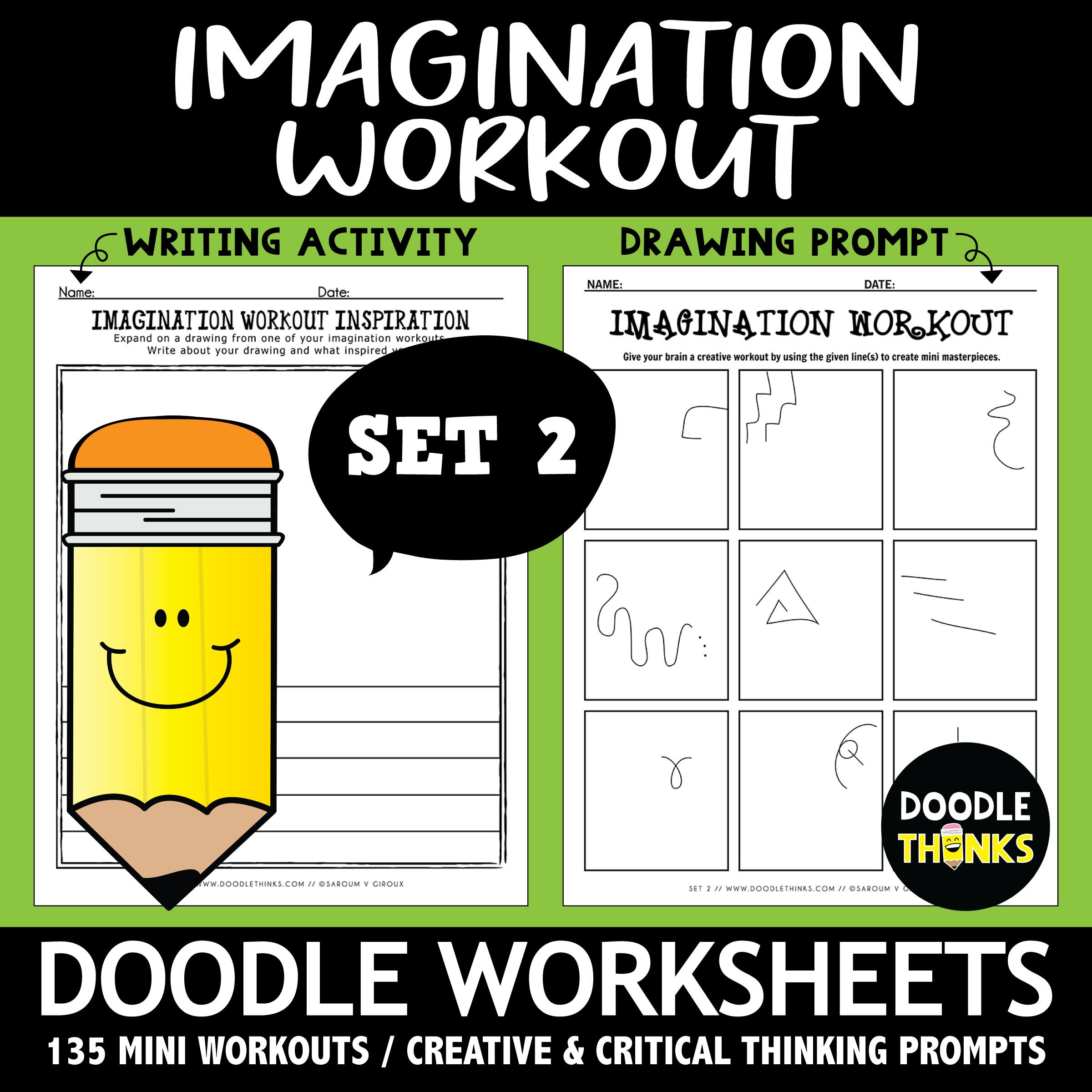 Imagination Workout Drawing SET 2 Doodle Worksheets - Payhip