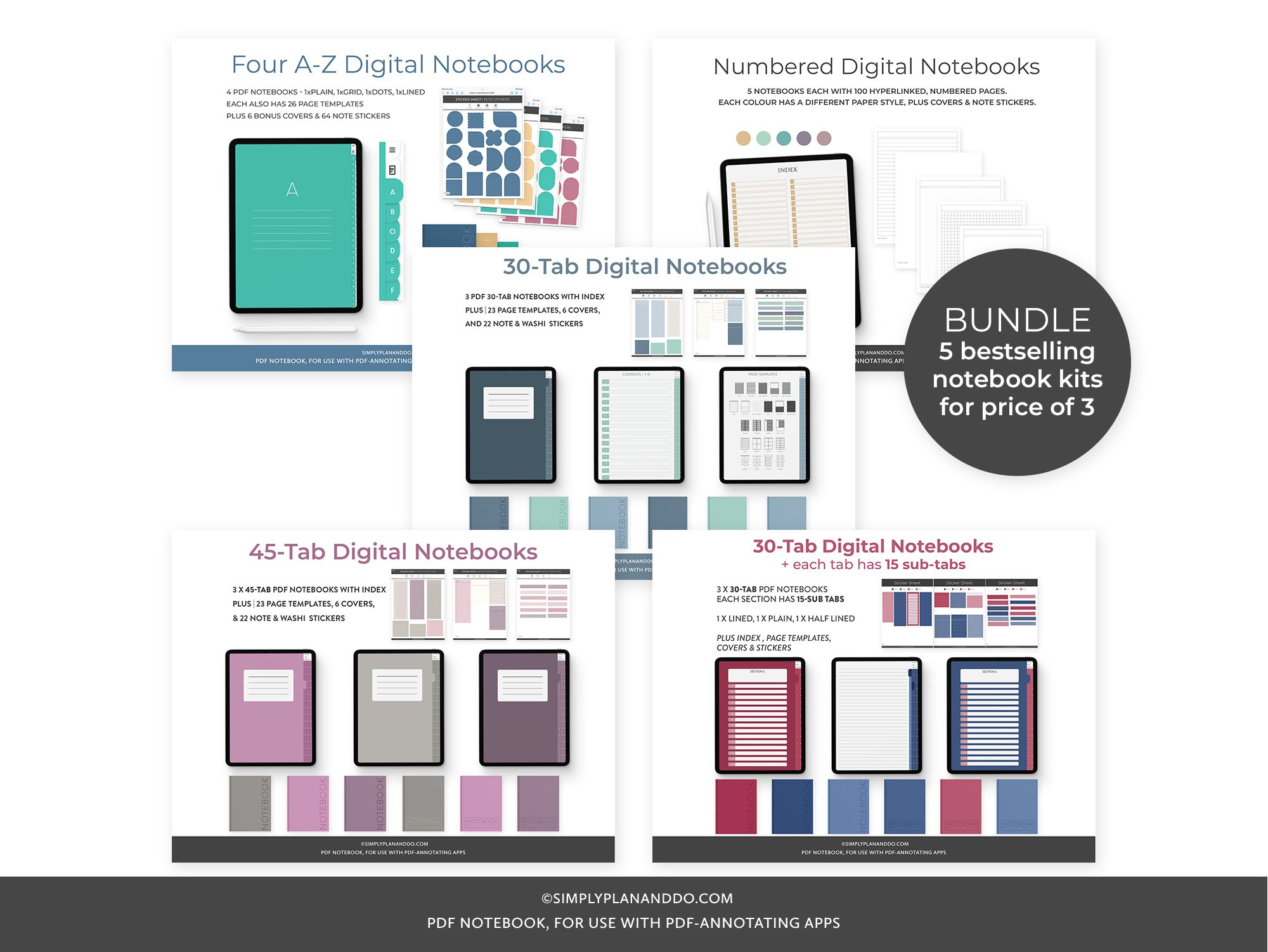 BESTSELLER BUNDLE Digital Notebooks | AtoZ, 100-Page, 30-Tab, 45-Tab ...