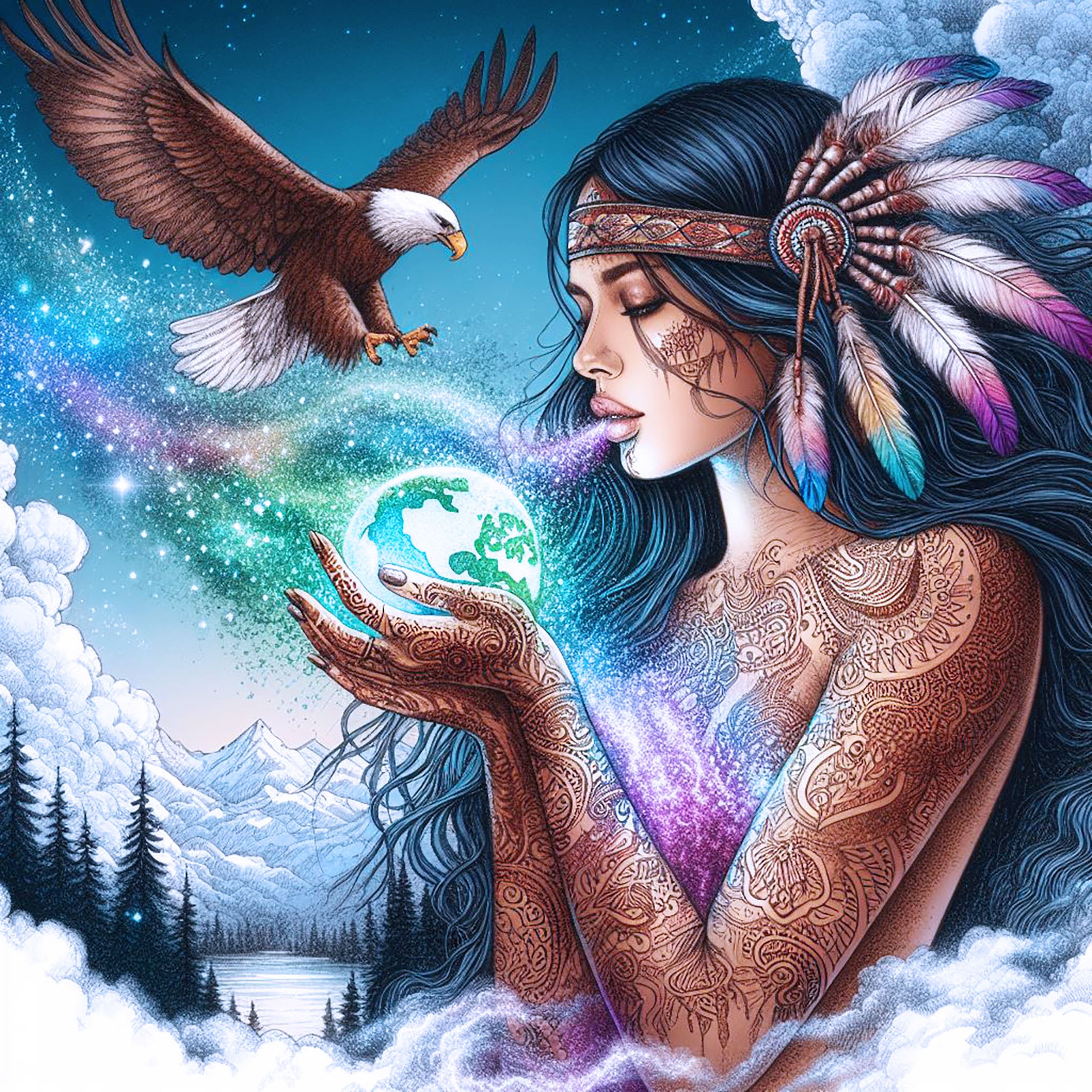 Magical Indian Woman & Eagle 4 - Payhip