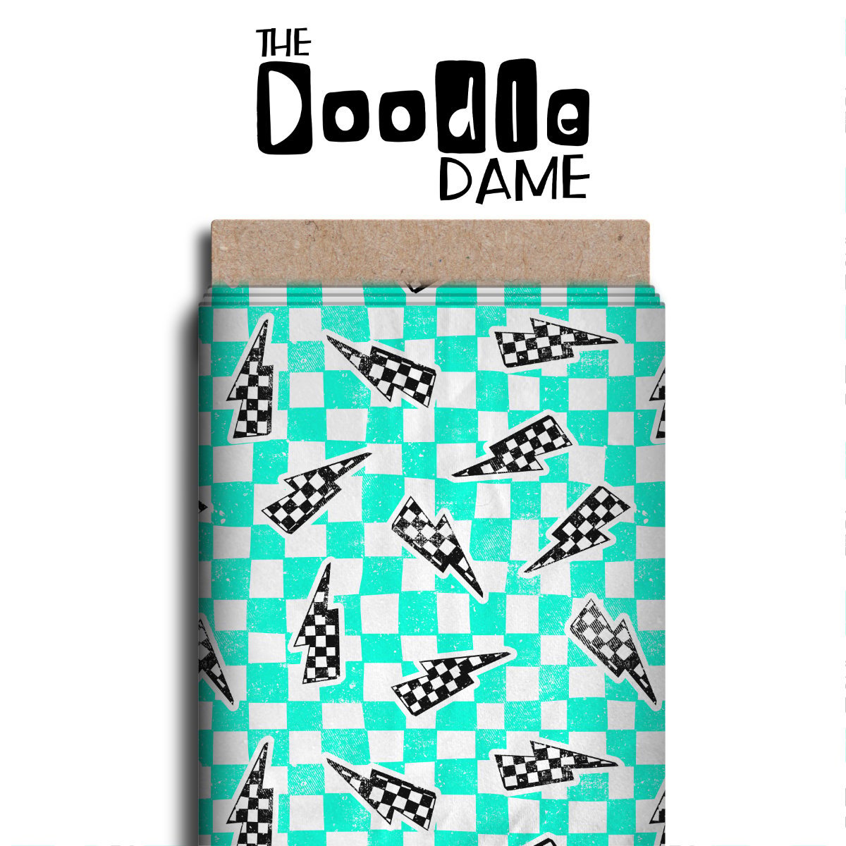 Retro checker lightning bolts aqua GRUNGE - seamless surface patterns