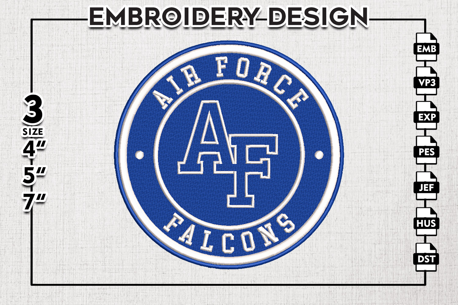 NCAA Air Force Falcons Round Logo Embroidery, NCAA Air Force Falcons ...