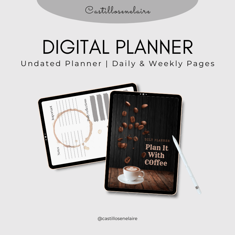 Digital Undated planner, "Plan it with coffee" Gratis Self-Care Planner ...