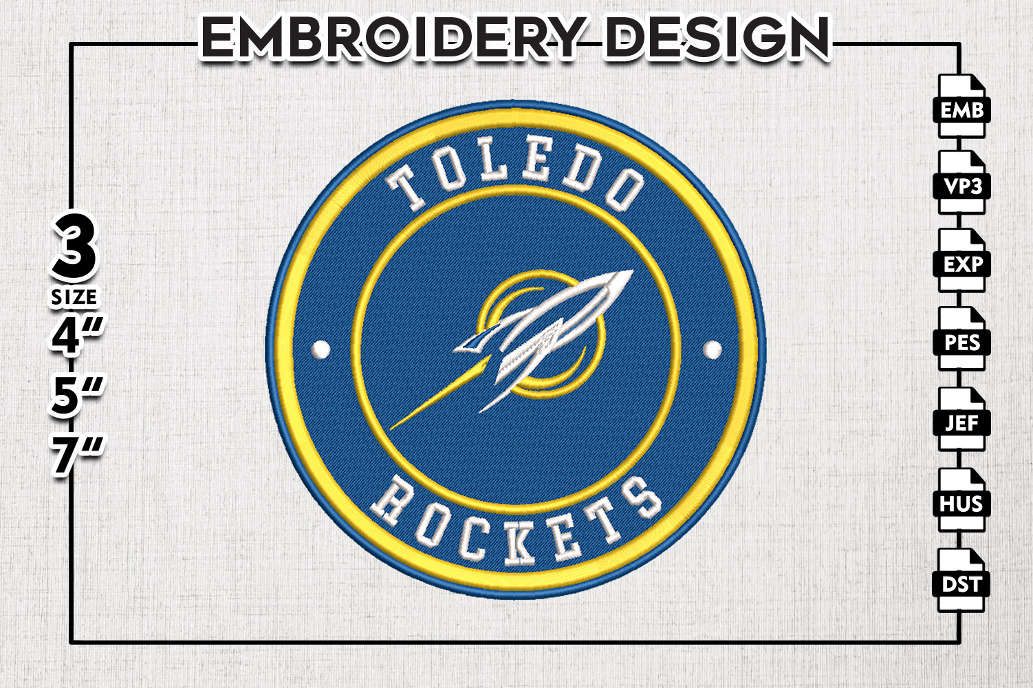NCAA Toledo Rockets Round Logo Embroidery, NCAA Toledo Rockets Logo ...