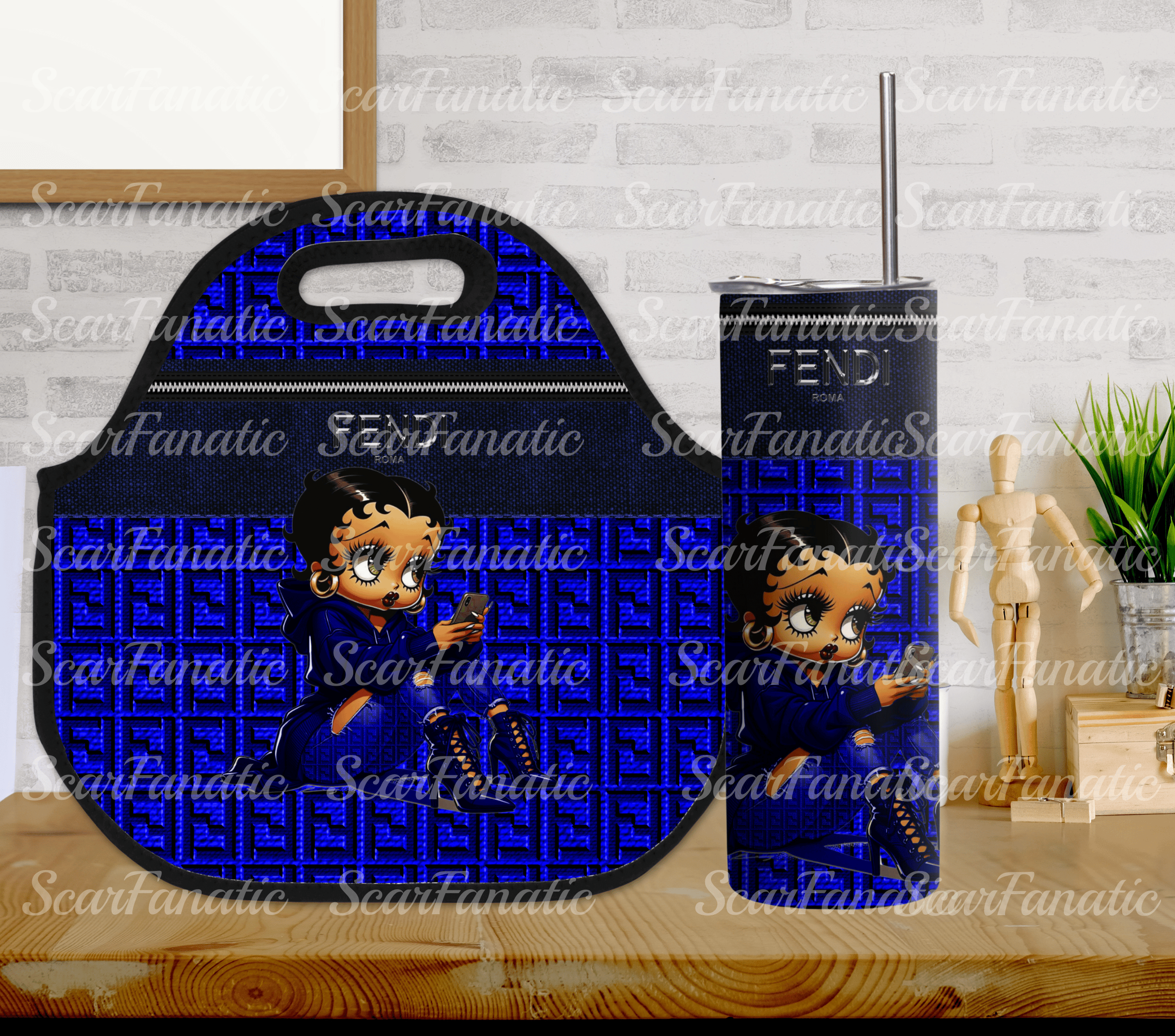 Midnight Blue and Silver Betty Boop FND 20oz Skinny Tumbler Design and ...