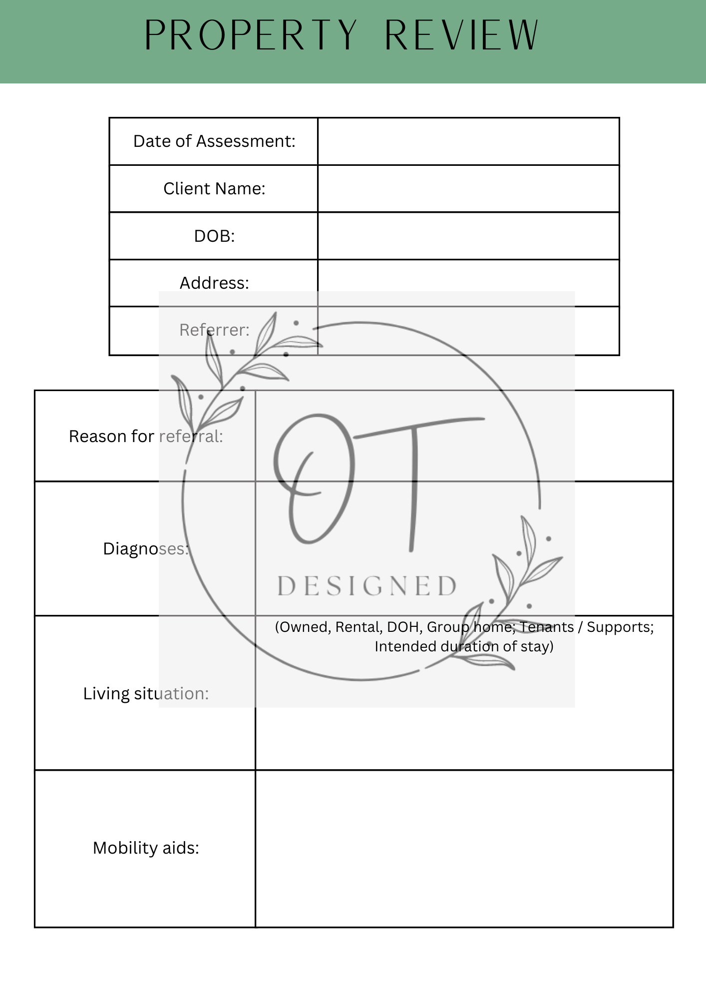 Property Review Assessment Template - Payhip