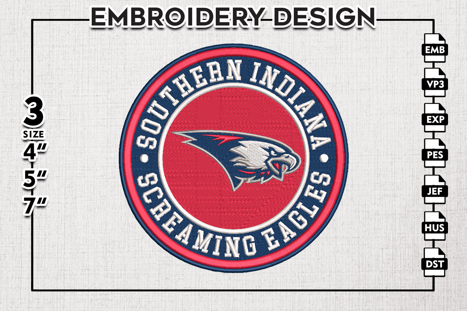 NCAA Southern Indiana Screaming Eagles Round Logo Embroidery, NCAA ...