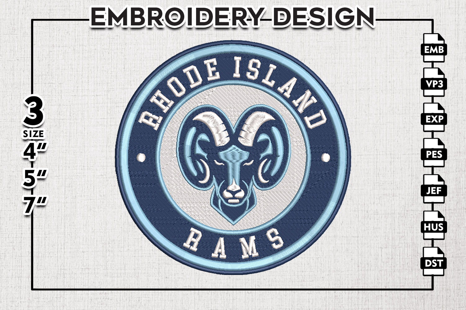 NCAA Rhode Island Rams Round Logo Embroidery, NCAA Richmond Spiders ...