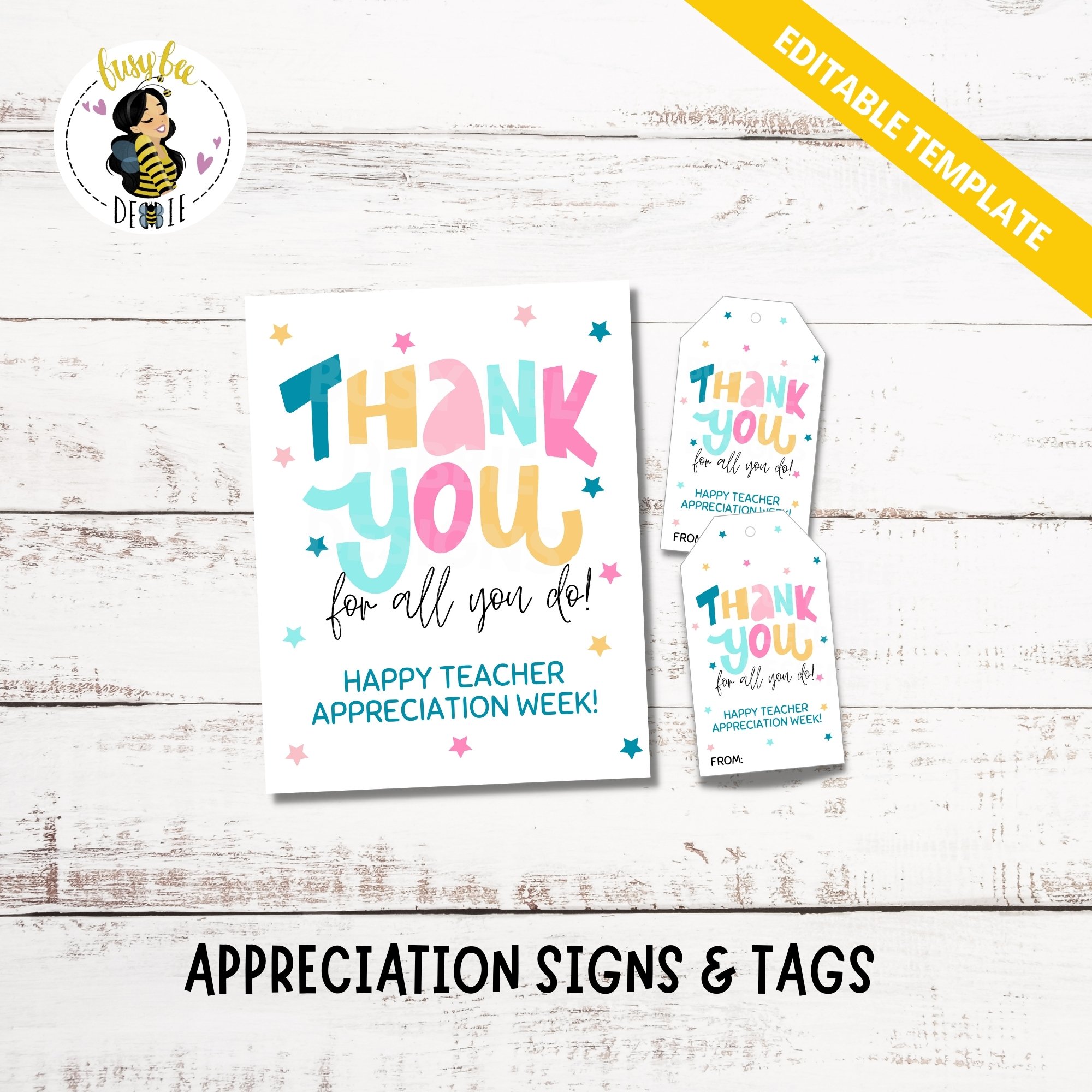 Thank You Teacher's Week Gift Tag | Thank You Stars Tags | Appreciation ...