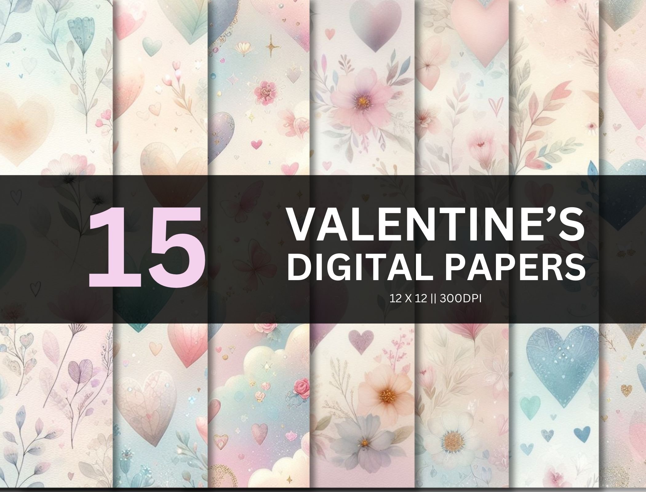 Valentine's Day Coquette Digital Papers - pastel shades Collection ...