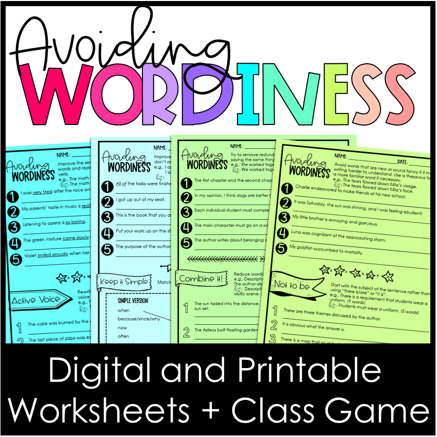 Wordiness and Redundancy Digital and Printable Worksheets 7th, 8th ...