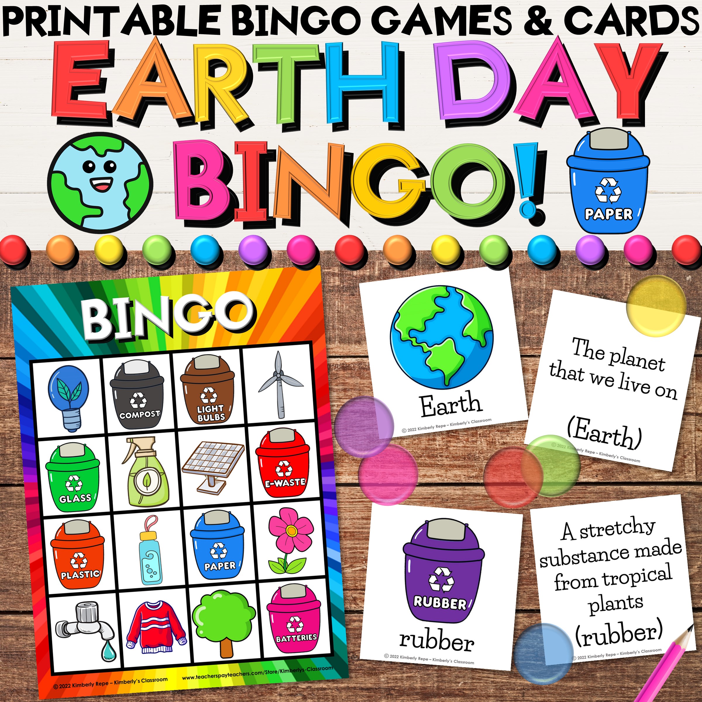 Earth Day & Recycling Bingo Game Activities - Sight Words, Pictures ...