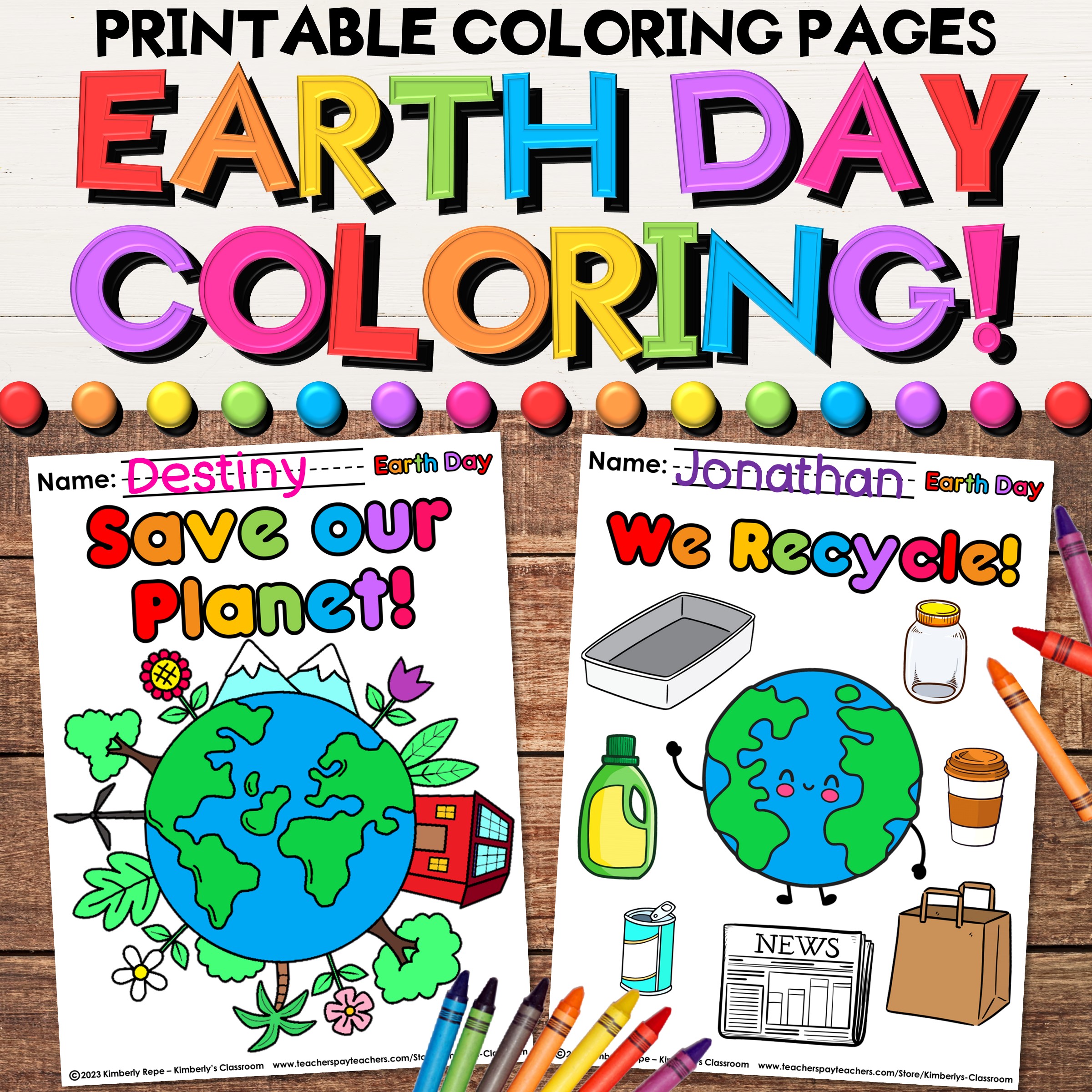 Earth Day & Recycling Coloring Sheets - Activity Pages for Literacy ...
